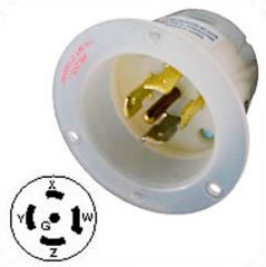 20AMP 277/480V L22-20P White Twist-Lock[REG] Flanged Inlet - Electric ...