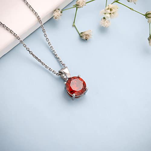 Buy GIVA 925 Sterling Silver Zircon Red Round Pendant with Link Chain ...