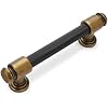 BUKOBYHE 3.75 Inch Black and Antique Brass Kitchen Cabinet Handles ...