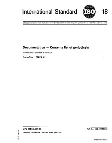 ISO 18:1981, Documentation - Contents list of periodicals: Amazon.co.uk ...
