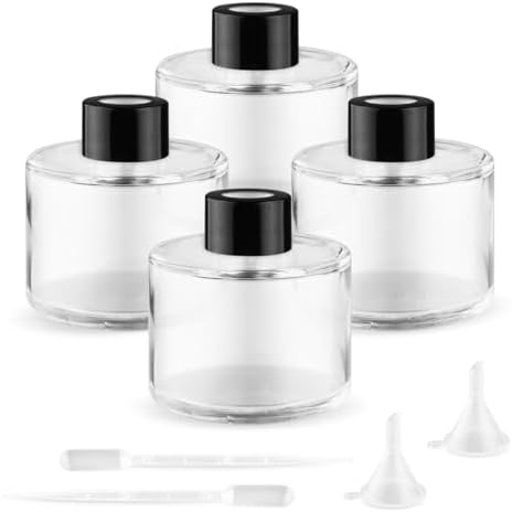 Amazon.com: BOSMIOW 4Pcs 100ml Empty Reed Diffuser Bottles with Black ...