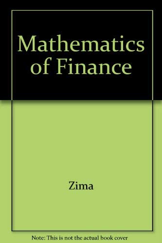 Mathematics of Finance: Zima: 9780075515142: Amazon.com: Books
