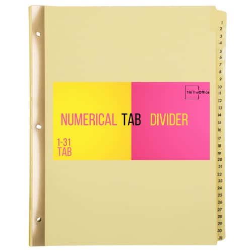 Snapklik.com : 1InTheOffice Numbered Tab Dividers,1-31 Tab Dividers ...