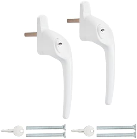 Bwintech 2 Pcs Offset White UPVC Aluminium Window Handle, Right Hand ...