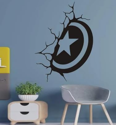 Captain America Shield Wall Decal, Self-Adhesive Superhero Sticker for ...