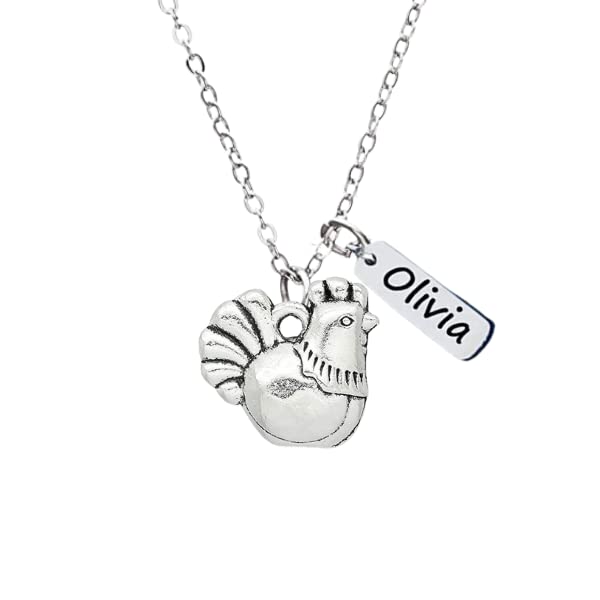 Amazon.com: Chicken Necklace, Personalized Engraved Chicken Jewelry ...