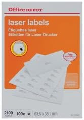 Office Depot Laser Labels (63.5Mm X 38.1Mm) (21 Labels Per Sheet, 100 ...