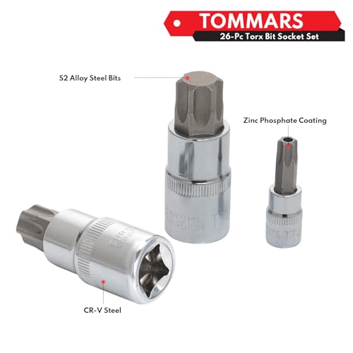 Snapklik.com : 26-PC Torx Socket Set, Torx Star Tamper Proof Security ...