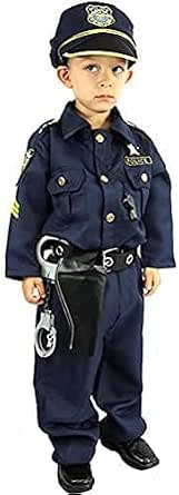 Amazon.co.jp: Police Officer Cosplay Costume, Halloween Costume, Kids ...