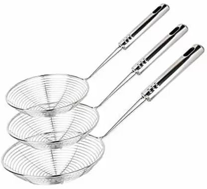 LSARI Multiuses Stainless Steel Deep Fry Jhara Skimmer Puri Strainer ...