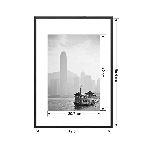 SILD A2 Poster Frame – Aluminium Black Picture Frame A2 with Mount for ...