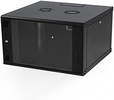 6u 19" 600mm Deep Black Wall Mounted Data Cabinet Patch Panel PDU Comms ...