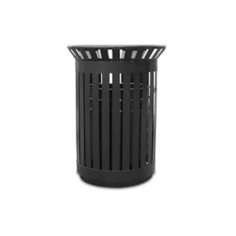Amazon.com: Anxeit Commercial Outdoor Metal Trash Can, Round Slatted ...