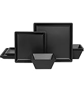 Amazon.com: 12 Piece Melamine Plates and Bowls Sets Square Dinner Set ...