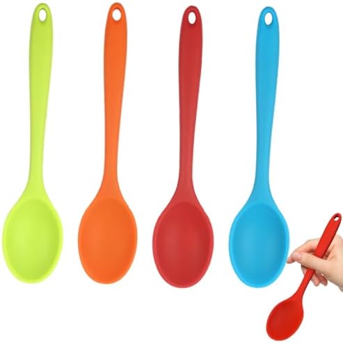 4 PCS Silicone Spoons, Small Heat Resistant Cooking Spoons Nonstick ...