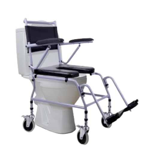 Everactiv by HCAH Commode Transfer Chair | Swingback Telescopic Armrests | U-Cut Commode Seat ...
