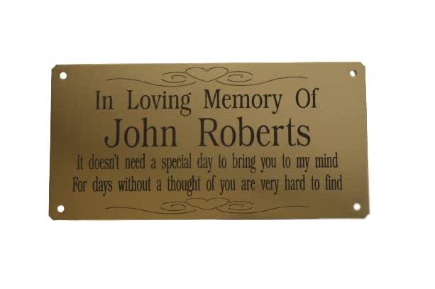 MEMORIAL BENCH PLAQUE PERSONALISED GRAVE MARKER SIGN SOLID BRASS 6" x 3 ...