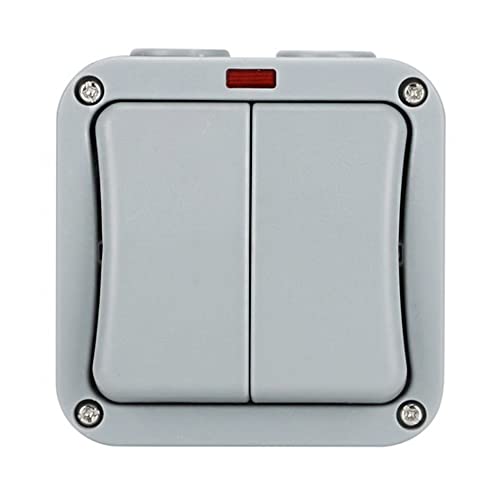 CENPEK Double Light Switch 2 Gang Waterproof Double Way Control Switch ...