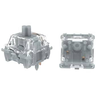 GATERON 0° Silent Silver Keyboard Switches, Linear Dual-Rail 45g Force ...
