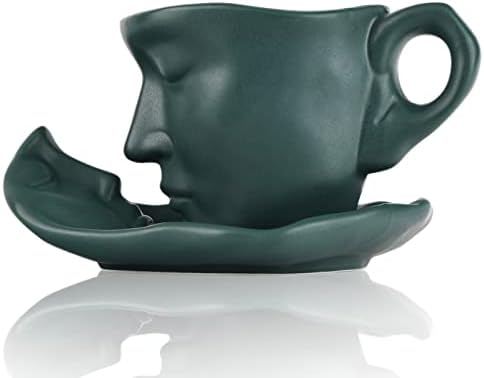 Amazon.com | ONEUSTAR Tea Cup and Saucer Set for 1 Handmade Kissing ...