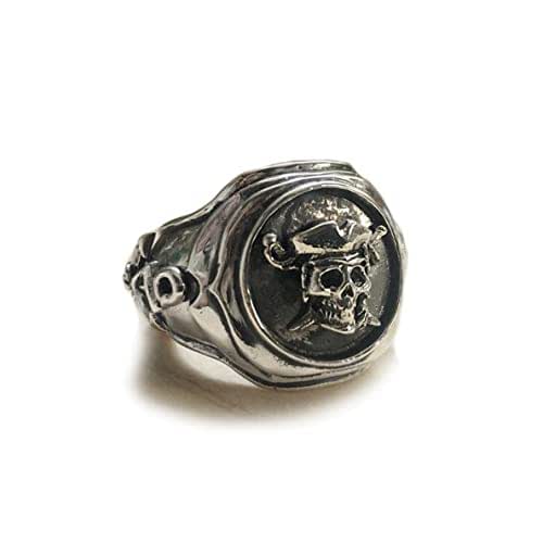 Amazon.com: Pirate Skull Ring sterling silver 925 Biker Men Crossbones ...