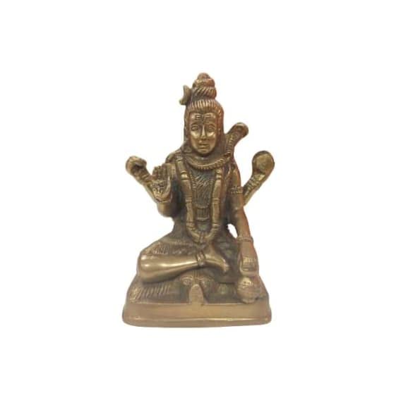 Buy Brass Artifacts Golden Brass Shiva Statue for Home Decor Mahadev ...