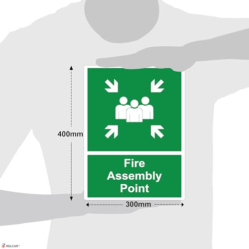 RDLCAR Fire Assembly Point Sign, Outdoor Safety Fire Evacuation Sign ...