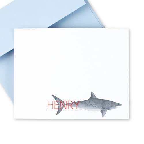 Amazon.com: Personalized Shark Stationary for Kids, Choose Set Size and ...