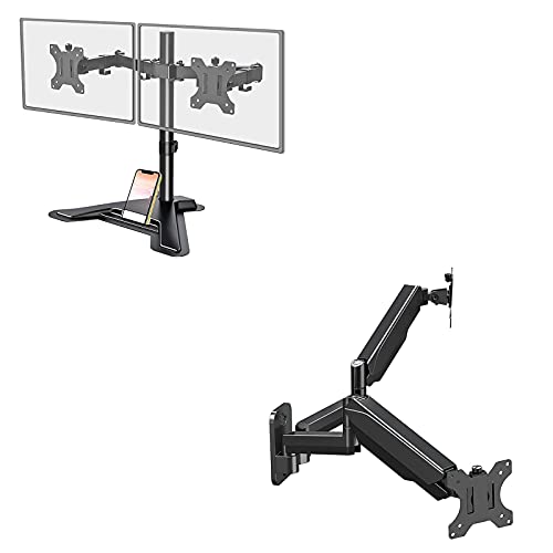 Buy MOUNT PRO Dual Monitor Stand - Free Standing Full Motion Monitor ...