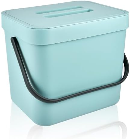 Kitchen Food Waste Compost Caddy Bin, Countertop Bin, 6.8L (White ...
