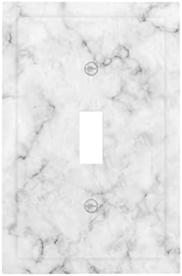 White Grey Marble Single Toggle Light Switch Cover Decorative Wall ...