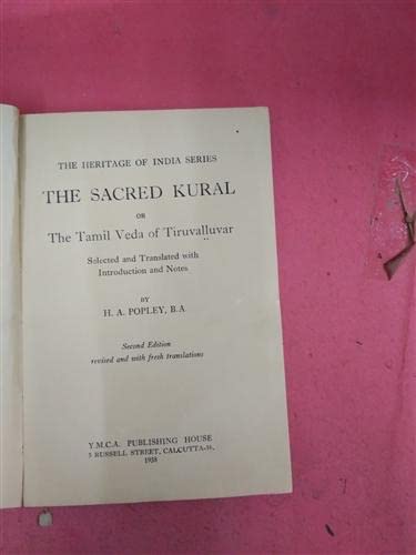 The Sacred Kural or The Tamil Veda of Tiruvalluvar, Second Edition: H.A. Popley: Amazon.com: Books