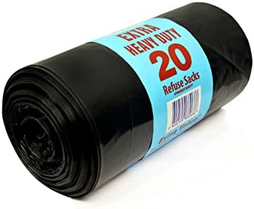 HooriPoori 100L 20 Extra Large Black Heavy Duty Bin Bags, 50 μm Strong ...