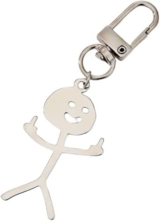 Fuqimanman2020 Stainless Steel Funny Doodle Keychain Middle Finger ...