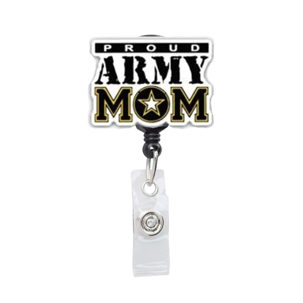 Amazon.com: Proud Army Mom Badge Reel, Acrylic Badge, Retractable Badge ...