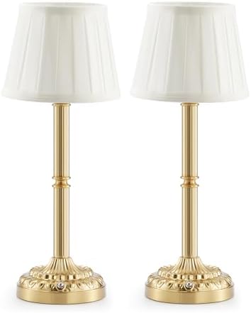 Rechargeable Cordless Table Lamps Set of 2 with Fabric Shade – Small ...