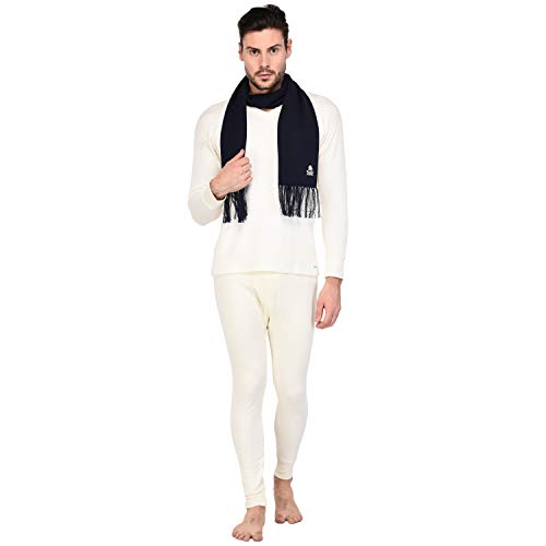 Buy WARMLINE Men's Woolmark Pure Wool Plain Muffler for Winter (Navy ...