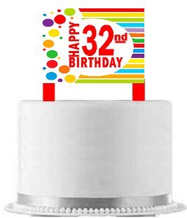 Amazon.com: CakeSupplyShop Item#032RET Happy 32nd Birthday Rainbow ...