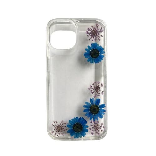 Elegant Blue Color Pressed Daisy Flowers Transparent Cute Clear Case ...
