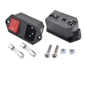 10A 250V 3 Terminal Power Socket with Fuse Holder Rocker Switch AC ...