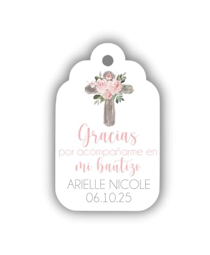 Amazon.com: Gracias Por Venir A Mi Bautizo Greenery Light Pink Cross ...