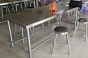Stainless Steel Dining Table, Shape: Rectangular(Silver) : Amazon.in ...