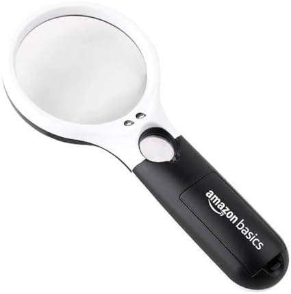 Amazon Basics Magnifying Glass with 3 Led Lights | 3X & 45X Big Size ...