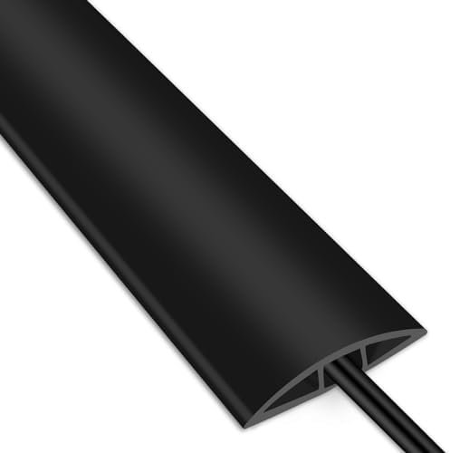 Floor Cable Protector, 2M Black Wire Covers for Cables, Flexible Rubber ...