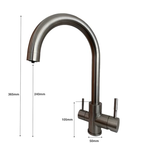 AORA Valeria Inox 3-way stainless steel tap, 360 rotating kitchen tap ...