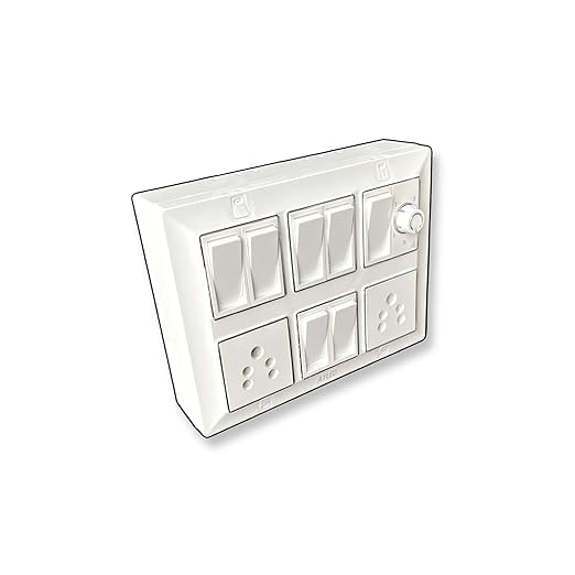 12-Modular Silver Line Gang Box with 7 Switches 2 Sockets and 1 Fan ...