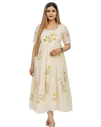 Buy G Jelly Fashion Tree Women's Cotton Printed Fit & Flare Midi Dress ...