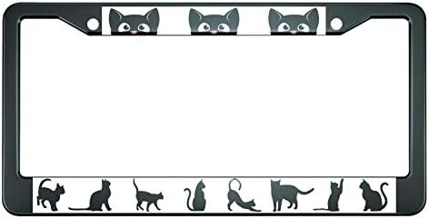 Amazon.com: HOSNYE Cute Casual Cat License Plate Frame Black Cats Metal ...