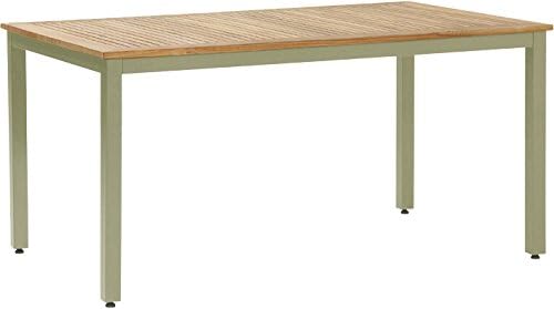 Bukatchi Aluminium Teaktisch "Europe Teak" 150 x 90 cm Champagner Gartentisch : Amazon.de: Garten