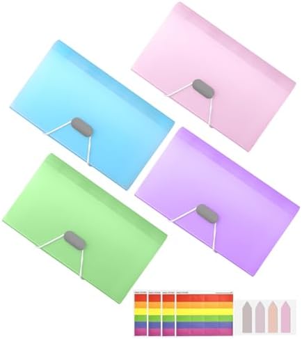 4 Pcs Expanding File Organisers, A6 Size Portable Accordion Folder with ...